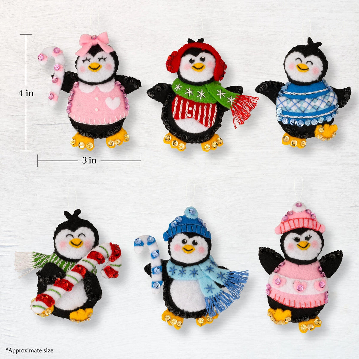 Winterland Penguins Felt Ornament Kit - DIY Embroidery & Applique | The ...